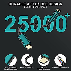 USB Type C to 3.5mm Female Headphone Jack Adapter, TITACUTE USBC Audio Dongle Wired Earphone Aux Cable Cord for iPad Pro Air Mini Samsung S22 S21 S20 FE Galaxy Z Flip 3 Note 20 Google Pixel 6 Android