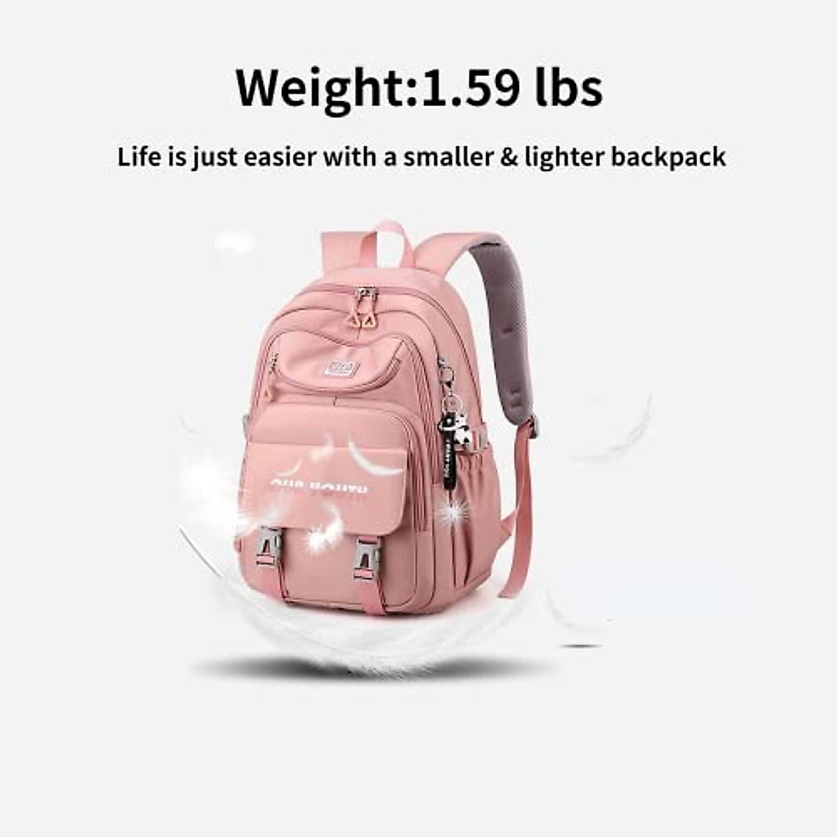 Aesthetic Laptop Backpack Kawaii Backpack Back to School Anti Theft Slim Durable Backpack with Large Capacity (Pink)