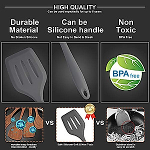 Cooking Utensils Set,15 Piece Silicone Kitchen Utensil Set,Non-Stick Silicone Cooking Utensils,Heat Resistant 446°F Cookware Utensil Set,Kitchen Utensils Set with Holder(Non Toxic)