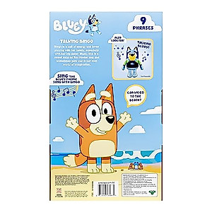 Bluey, Talking Beach Bingo. 13" Talking Plush Toy with 9 Phrases Bases Around The Episode Beach Theme Song