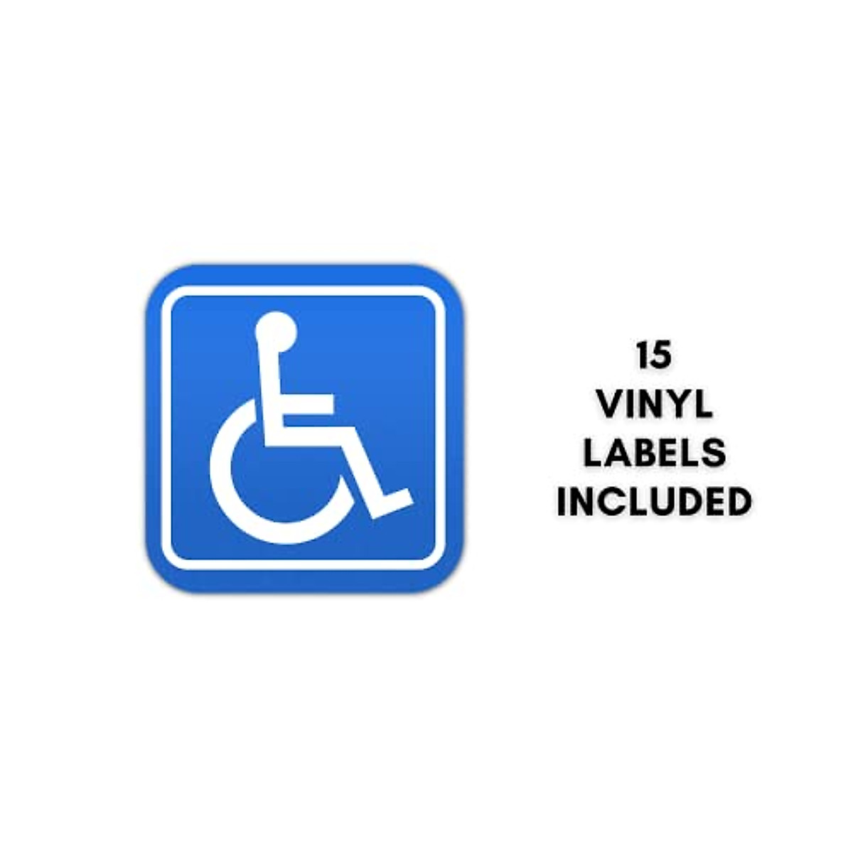 Handicap Sticker Decals, 15 Pack 5 in x 5 in Disabled Wheelchair Accessible Vinyl Labels Glossy Premium UV Protected Self Adhesive for Indoors & Outdoors