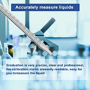 ONiLAB Glass Graduated Pipette, 10ml,Tolerance ±0.1ml, Standard Sodium Calcium Glass Pipettes for Transfer Liquid or Essentail Oil for Lab, Chemistry（10 pcs） 17900304