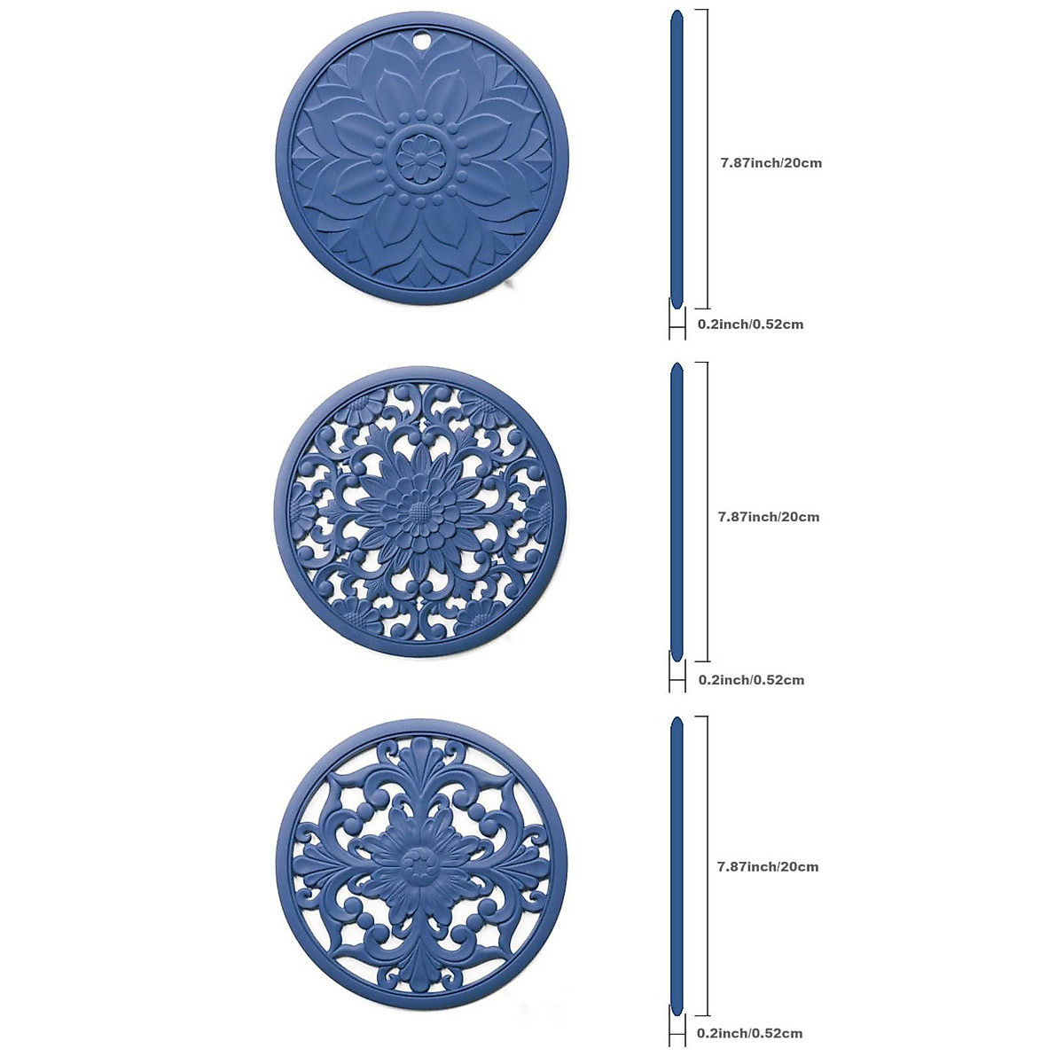 IFFMYJB Silicone Trivets Mats for Hot Pots & Pans & Dishes, Versatile Hot Pad for Kitchen, Multipurpose Heat Resistant Mat for Kitchen Counter, Durable & Flexible Round Silicone Pot Holder Set 3 Black