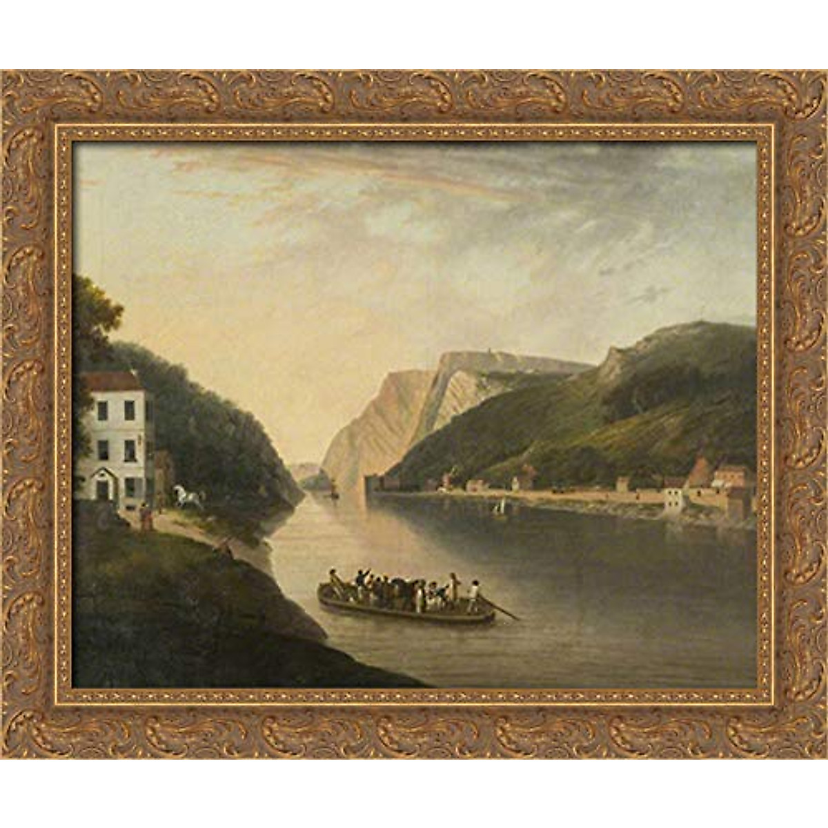 Hotwells And Rownham Ferry 24x20 Gold Ornate Wood Framed Canvas Art by William Williams