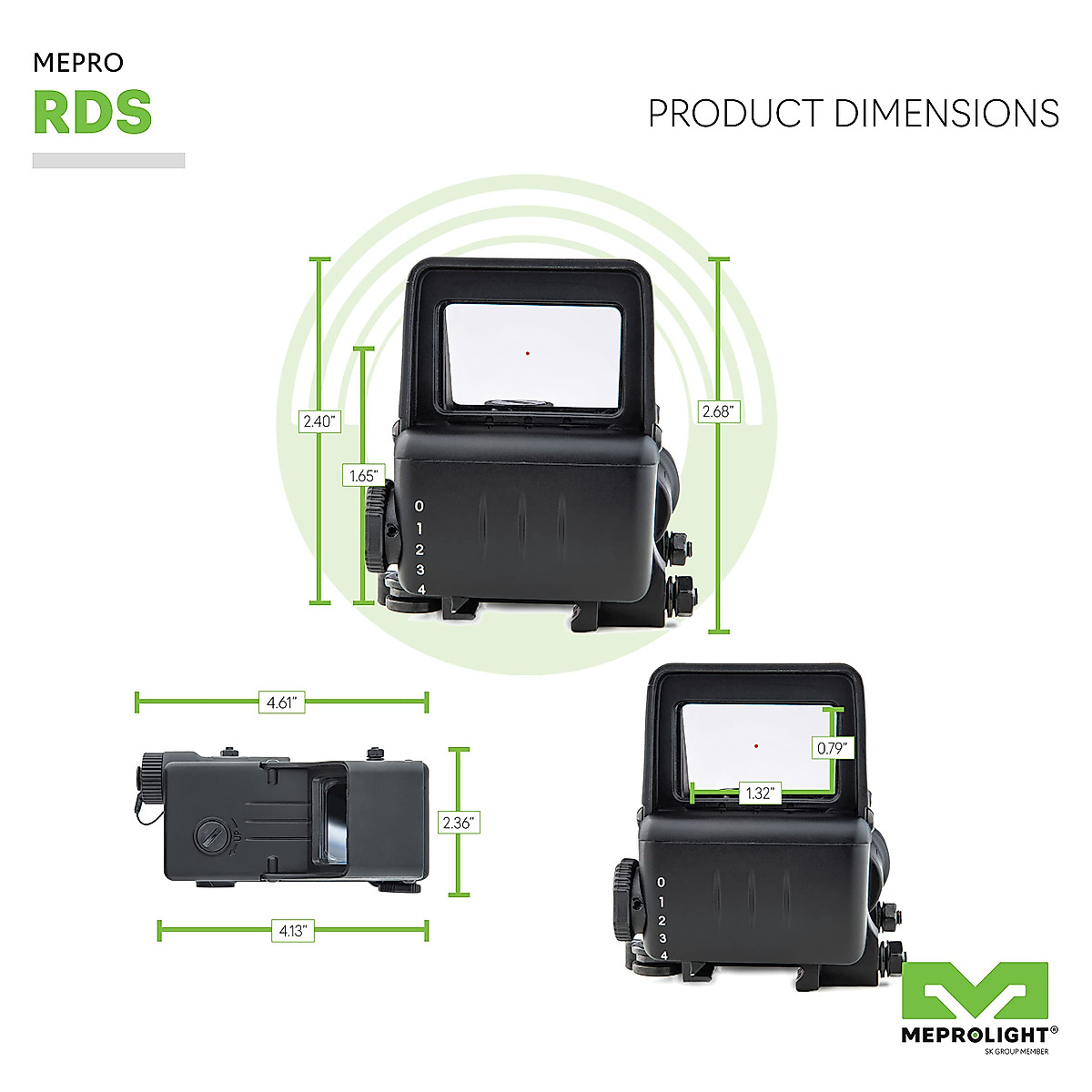 MEPROLIGHT MEPRO RDS Mil-Spec Electro Optic Red Dot Sight,2.0 RED DOT, 4 Reticle Brightness, Quick Release Integrated Picatinny