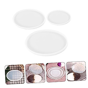 VILLFUL 3 Pcs Table Mold Resin Tray Desk Trays Silicone Crayon Molds Jewlery Tray Serving Tray Round Epoxy Resin Coaster Handcraft Decoration Mold Exquisite Silicone Molds DIY Accessory