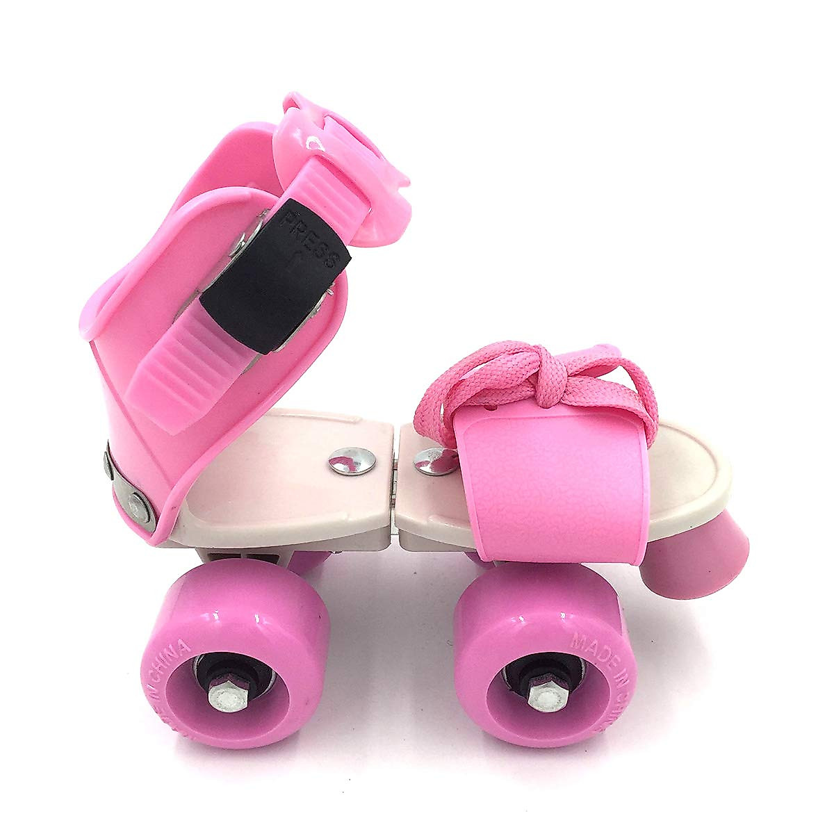 Kid's Children's Adjustable Speed Quad Roller Skates Shoes (Pink)