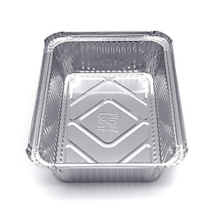 (120 Pack) Premium 2.5-LB Takeout Pans with Lids - 8.6" x 6.1" x 2" l Heavy Duty Disposable Aluminum Foil for Catering Party Meal Prep Freezer Drip Pans BBQ Potluck Holidays