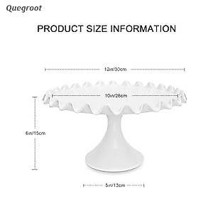 Quegroot 12-Inch Porcelain Cake Stand, Wedding Cake Stand, Round Dessert Stand, White Cake Stand, Cupcake Stand for Wedding, Birthday Party