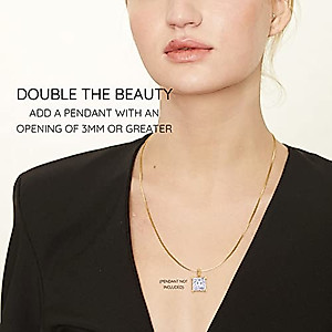 KISPER Italian 18K Gold Plated 925 Sterling Silver Diamond Cut Box Link Chain Necklace – for Women & Men with Spring Ring Clasp – Made in Italy, 16"