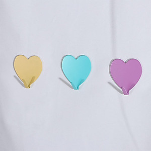 Vctitil 7/12 Pack Utility Hooks Heart Shaped Decorative Wall Hooks Strong Sticky Self Adhesive Hooks Stainless Steel Wall Hook (7 Color) (12 Pcs)