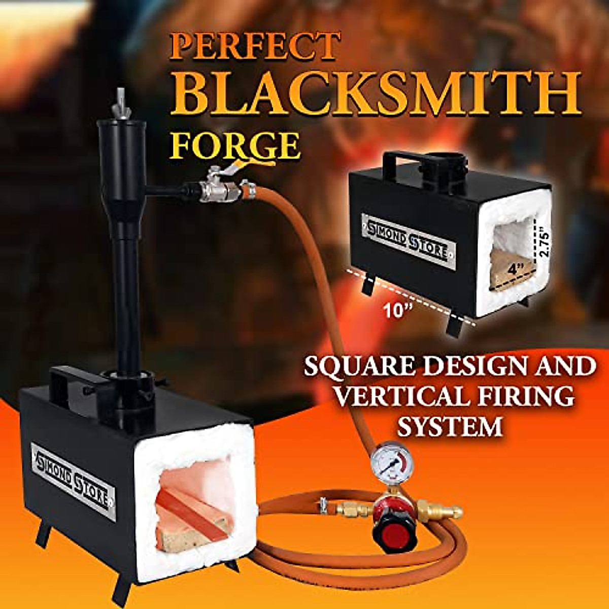 Simond Store Blacksmiths Single Burner Propane Forge with Stand for Knifemaking Farriers