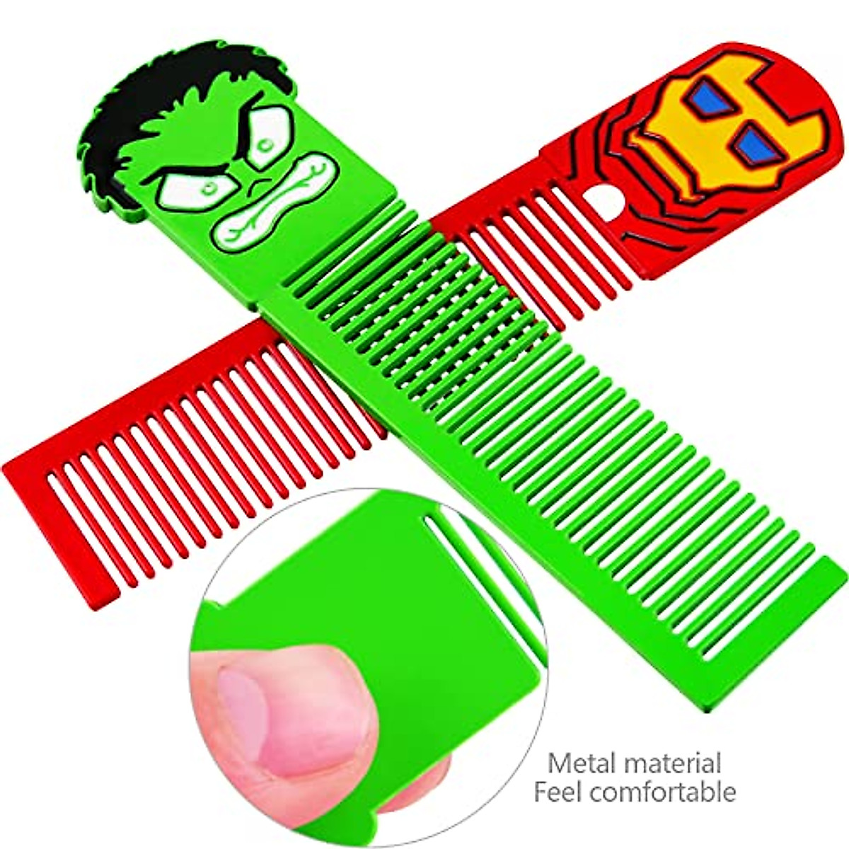2Pcs Hulk & Iron Man Comb Stainless Steel Metal Comb Dense Tooth Comb Compact Size Comb