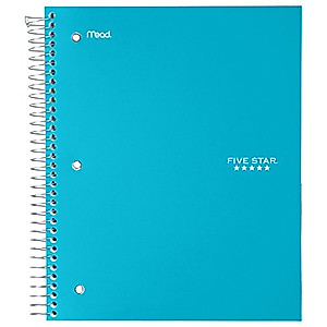 Five Star Spiral Notebooks, 3 Subject, Wide Ruled Paper, 150 Sheets, 10-1/2" x 8", Assorted Colors, 6 Pack (73449)