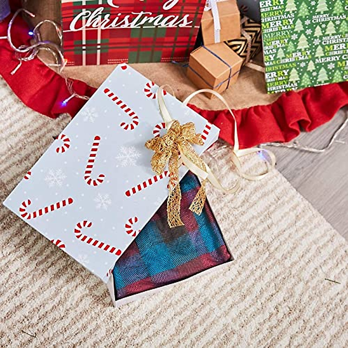 Juvale 24 Pack Christmas Boxes for Gifts with Lids for Presents, Empty Wrap in 4 Designs (3 Sizes)