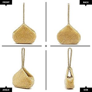 Like Dreams Women Small Evening Rhinestone Party Purse Wrislet Handle Formal Wedding Clutch (Gold)