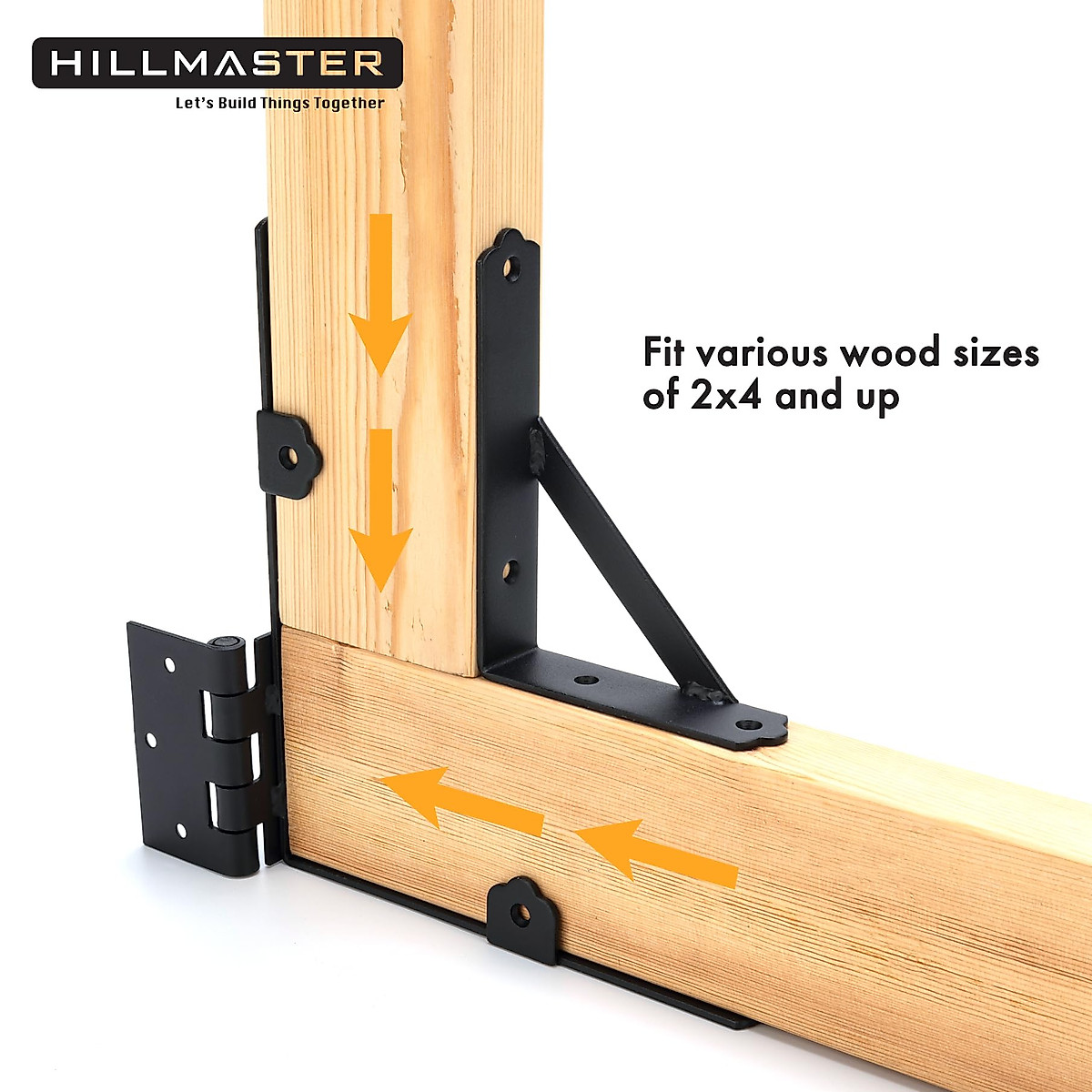 HILLMASTER Anti Sag Gate Frame Kit Gate Corner Brace Bracket Heavy Duty Adjustable Gate Hardware with Gate Latch for Wooden Fences,Driveway Gates,Shed Doors,Corral Gates,Wood Windows