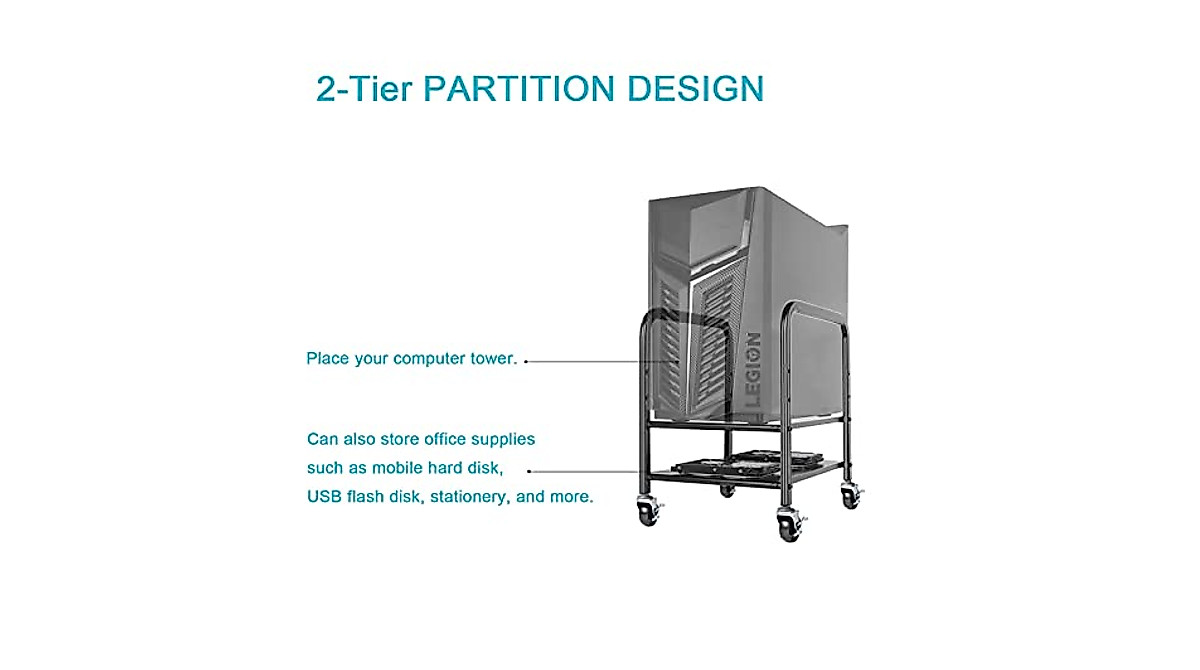 Adjustable CPU Tower Stand with 360° Locking Wheels | 360Tronics