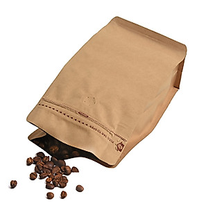 50 Count 32 Ounces/1Kg Kraft Paper Coffee Bags - High Barrier Kraft & Foil Liner - Flat Bottom Coffee Pouches with Degassing Valve, Food Storage Bags with Rsealable Zipper & Easy Open Tape (50pcs, 32oz/1kg)