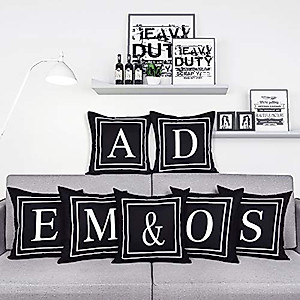 Yastouay Pillow Covers English Alphabet J Throw Pillow Cover Black Throw Pillow Case Modern Cushion Cover for Sofa Bedroom Chair Couch Car (Black, 18 x 18 Inch)
