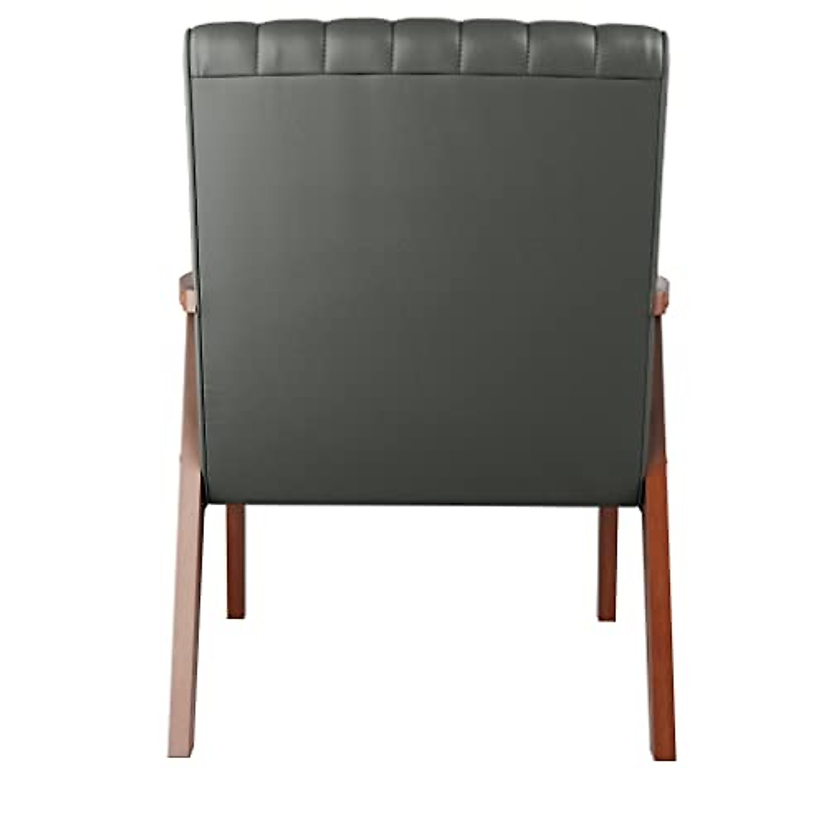 Edenbrook Carlton Exposed Wooden Arm Accent Chair for Living Room-Real Wood-Modern Channeled Tufting, Gray