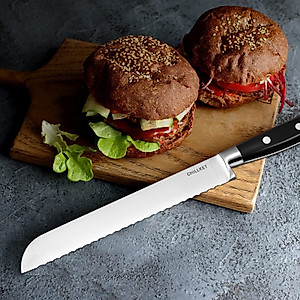 CHILLKET Bread Knife, Bread Slicer for homemade bread, 8 inch Serrated Knife for Crusty Bread, Sandwich, Cake, Bagels