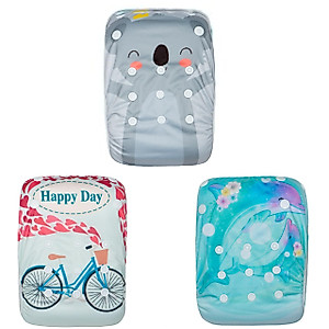 KaWaii Baby Swim Cloth Diapers, Washable Reusable One Size Adjustable to Fits 10-40 lbs Boy & Girl Baby Shower Gifts Swimming Lessons 3-Pack #2