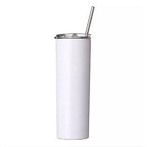 20oz stainless steel double walled insulated drink bottle with straw white skinny