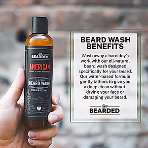 Live Bearded Beard Wash, 8 fl oz - Water-Based Face Cleanser with All-Natural Ingredients for a Gentle, Deep Clean - Made in the USA | American Scent - Cedar, Pine, Vetiver, Bergamont