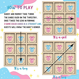 Gender Reveal Tic Tac Toe Board Game,Rustic Wooden Gender Reveal Games for He or She,Baby Gender Reveal Ideas Party Supplies,Boy Girl Sign,Baby Shower Gender Reveal Decoration kit
