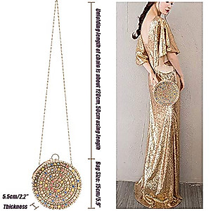 WPKLTMZ Women Evening Bag Round Rhinestone Crystal Clutch Purse Ring Handle Handbag for Wedding Prom Party (Colorful)