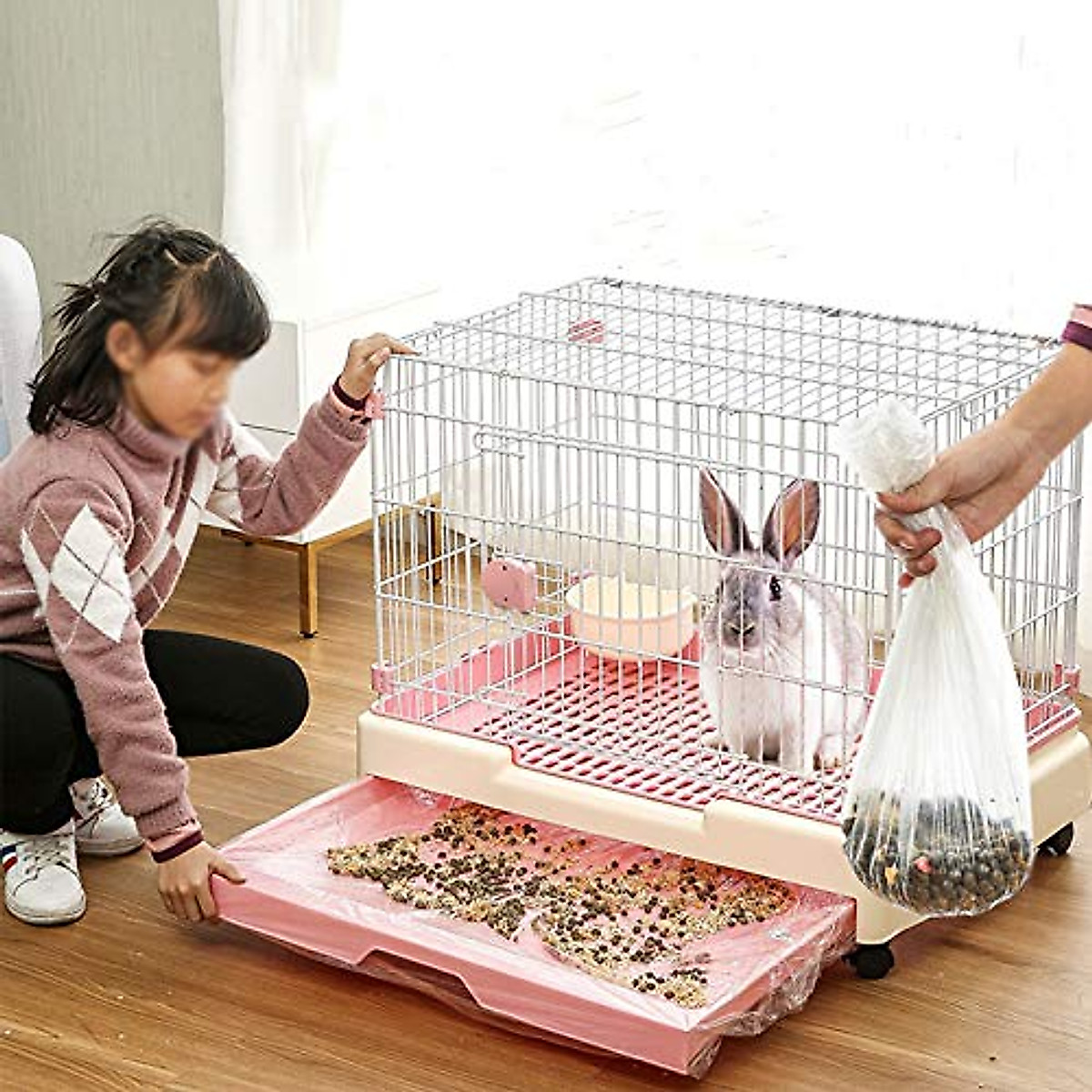 QBLEEV 20 pcs Disposable Small Animals Cage Liner for Parrots Rabbits Guinea Pigs Chinchilla，Hamster Bunny Pet Cage Tray Plastic Filmy Cover， Pet Cage Mat to Replace Diaper，Durable and Water-Tight