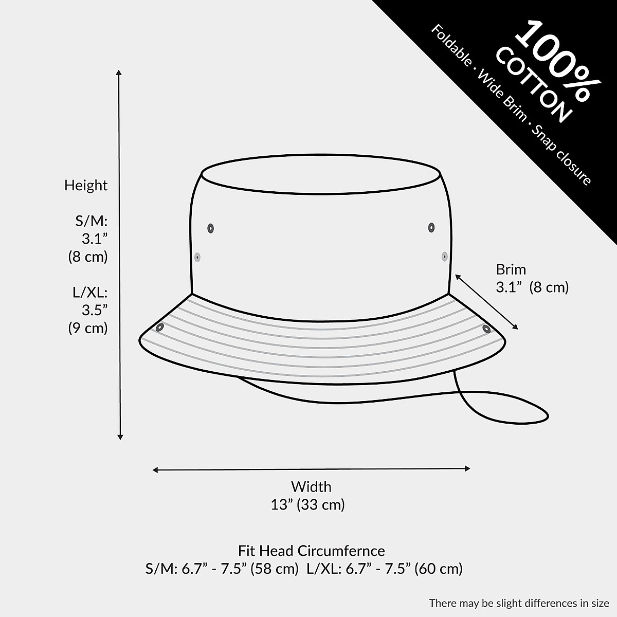 The Hat Depot 300N1510 Wide Brim Foldable Double-Sided Outdoor Boonie Bucket Hat (L/XL, 2. Cotton - Putty)