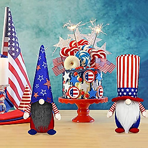 APODESS 18 Pcs Precut Gnome Beard,Independence Day Gnome Faux Fur Costume Beard Handmade Dwarf Beard for Crafts 4th of July Patriotic Halloween Fall Christmas Party Decor