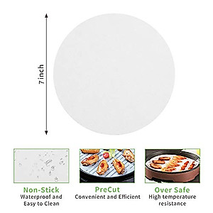 Melala 200Pcs Parchment Paper Rounds 7 Inch,Non-Stick Precut Parchment Paper Liners for Tortilla Press,Air Fryer,Round Cake Pan,Springform Pan,Toaster Oven(White)