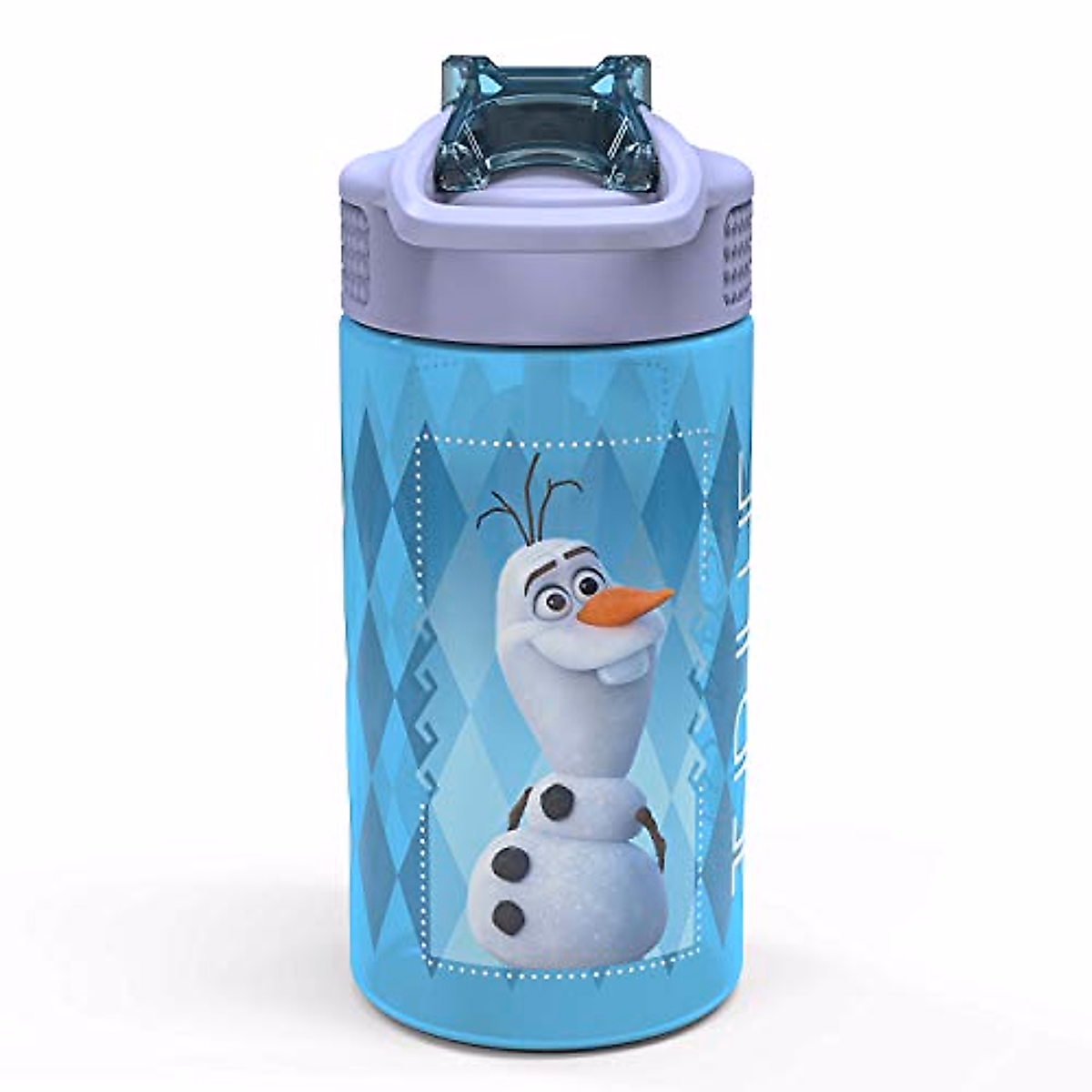 Zak Designs Disney Frozen 2 Kids Water Bottle Set with Reusable Straws and Built in Carrying Loops, Made of Plastic, Leak-Proof Water Bottle Designs (Elsa & Anna, 16 oz, BPA-Free, 2pc Set)