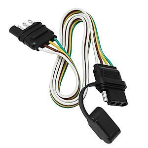 Hoypeyfiy Trailer Light Wiring Harness Kit,4 Wires 4-Way Plug 4 pin Flat Wire Extension Male & Female Connector 32" Inch Long