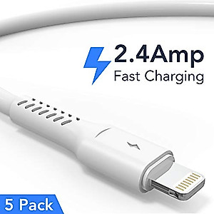 6 inch iPhone Charge Cable Short, 0.5ft 5Pack USB to Lightning Cord for Fast Charging Stations Compatible with Apple iPhone 12 11 Pro Max Xs 8 7 6 5 Plus, iPad Air/Mini