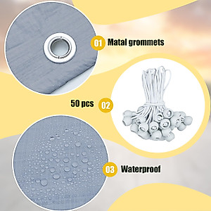 Wesnoy 12 x 20 ft Heavy Duty Canopy Replacement Cover Waterproof Carport Canopy Cover Garage Car Shelter Tarp Tent for Car Canopy with 50 Ball Bungees, Only Top Cover, Frame is Not Included