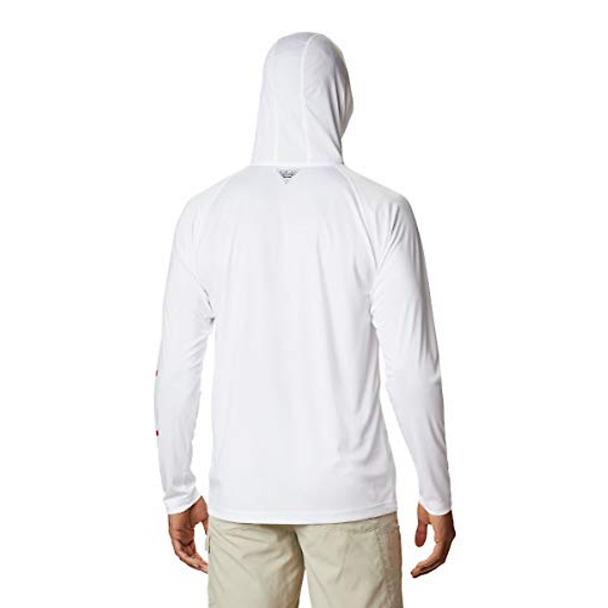 Columbia Men's Terminal Tackle Hoodie, White/Red Spark Logo, Large