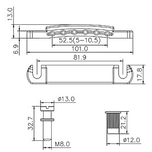 Guyker Guitar Tune-O-Matic Bridge and Stop Bar Tailpiece Combo with Anchors and Studs Replacement Compatible with LP SG EPI 6 String Electric Guitar Black