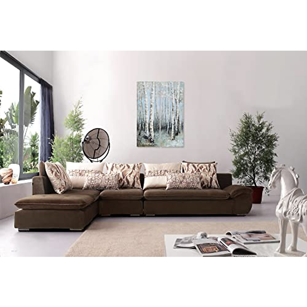 YHSKY ARTS Birch Tree Canvas Wall Art - Abstract Forest Paintings with Textured - 2 Pieces Nature Pictures for Living Room Bedroom Bathroom Decor