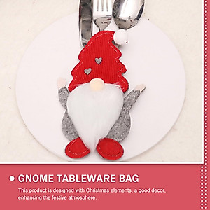 Luxshiny 12pcs Christmas Tableware Bags Gnome Cutlery Bags Xmas Cutlery Pouch Cover Holiday Table Flatware Pouches for Chopsticks Spoon Fork Christmas Table Decorations