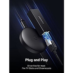 UGREEN Ethernet Adapter Compatible with Fire TV Stick 4K Max Lite Chromecast Google Home Mini and More Streaming TV Sticks Micro USB to RJ45 Ethernet Network Adapter with USB Power Supply 3.3ft Cable