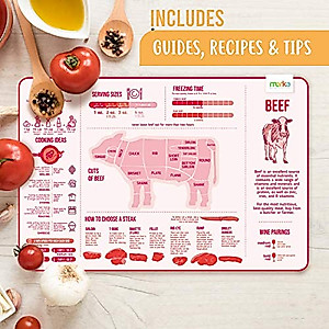 merka Flexible Plastic Cutting Board Mats: Guides, Recipes & Fun Activities For Each Food Group, Set of 4