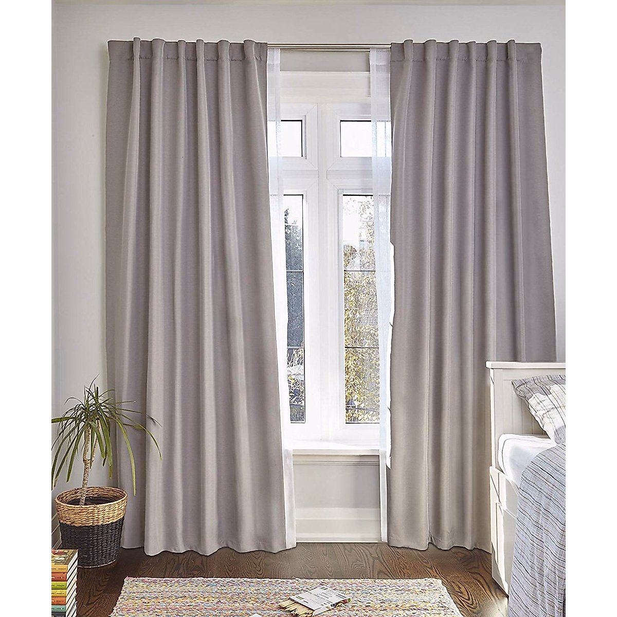 Umbra Twilight Double Curtain Rod Set – Wrap Around Design Ideal for Blackout or Room Darkening Panels, 48 to 88 Inches, Nickel