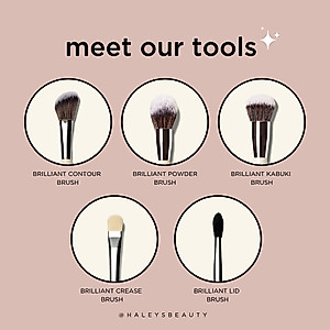 HALEYS Powder Brush VEGAN+CRUELTY-FREE, Soft, Streak-free, Perfect Blending, Buff, Blurs, Smooths, Control, Precision, Complexion tools, For powder, setting powder, blush, Sustainable Wood Handle