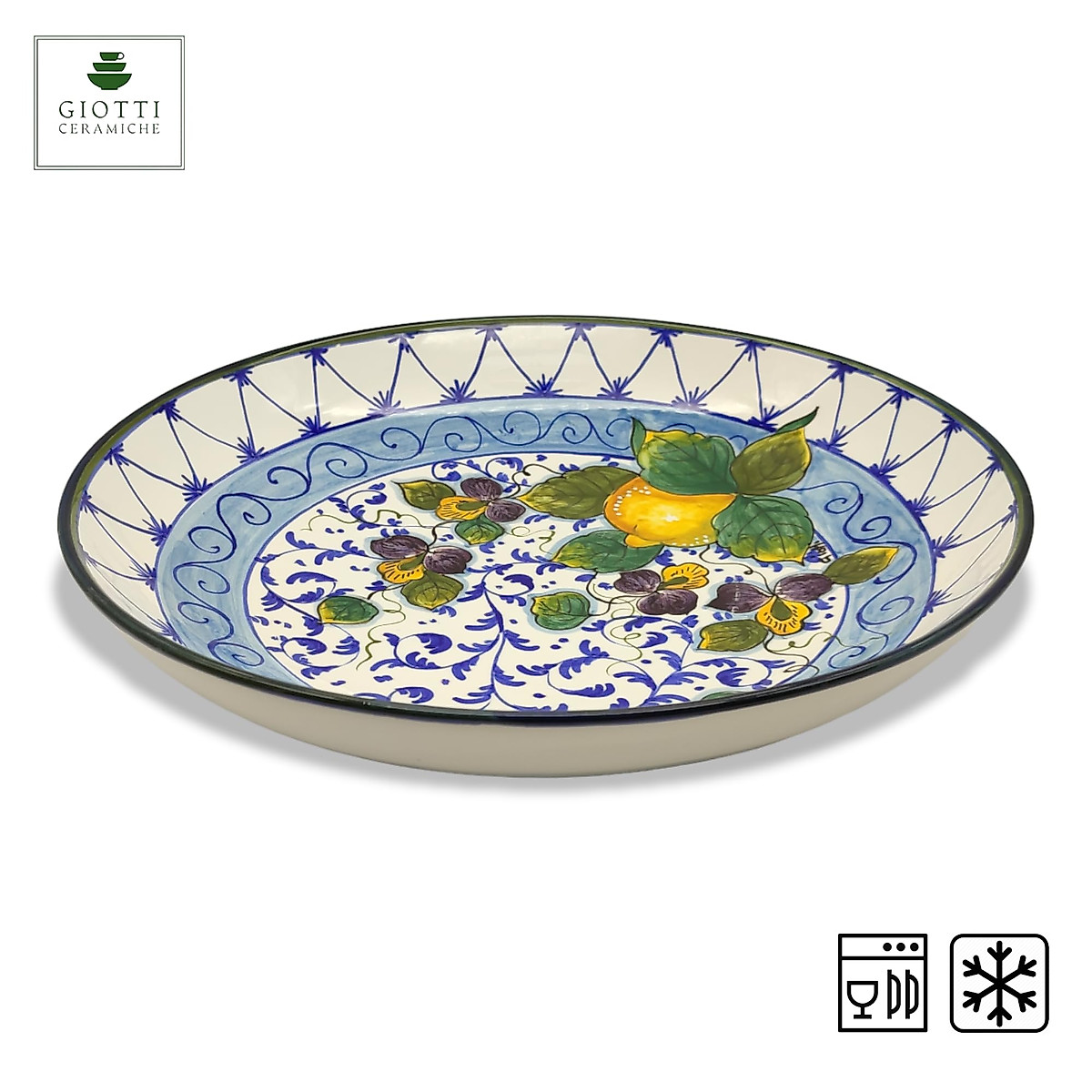 X Large Ceramic Bowl for Kitchen - Italian dinnerware pasta bowl - Platter serving tray - Hand painted Tuscan pottery bowls - Made in Italy plates set - Ceramics salad tuscan soul pottery