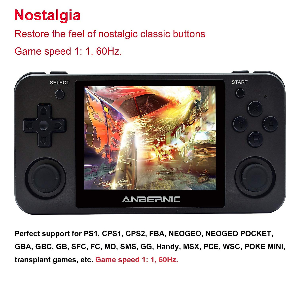 RG350M Handheld Game Console with Opening Linux Tony System HDMI Output 64Bit 3.5inch IPS Screen , Retro Game Console with 32G TF Card 2500 Classic Games Portable Video Game Console （Black）