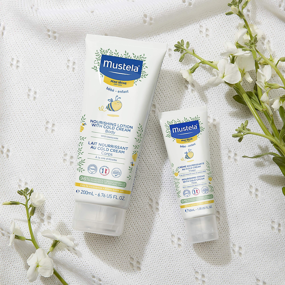 Mustela Baby Nourishing Lotion â€“ Daily Body Lotion for Dry Skin - with Natural Avocado, Cold Cream & Beeswax - 6.76 fl. oz. (Pack of 1)